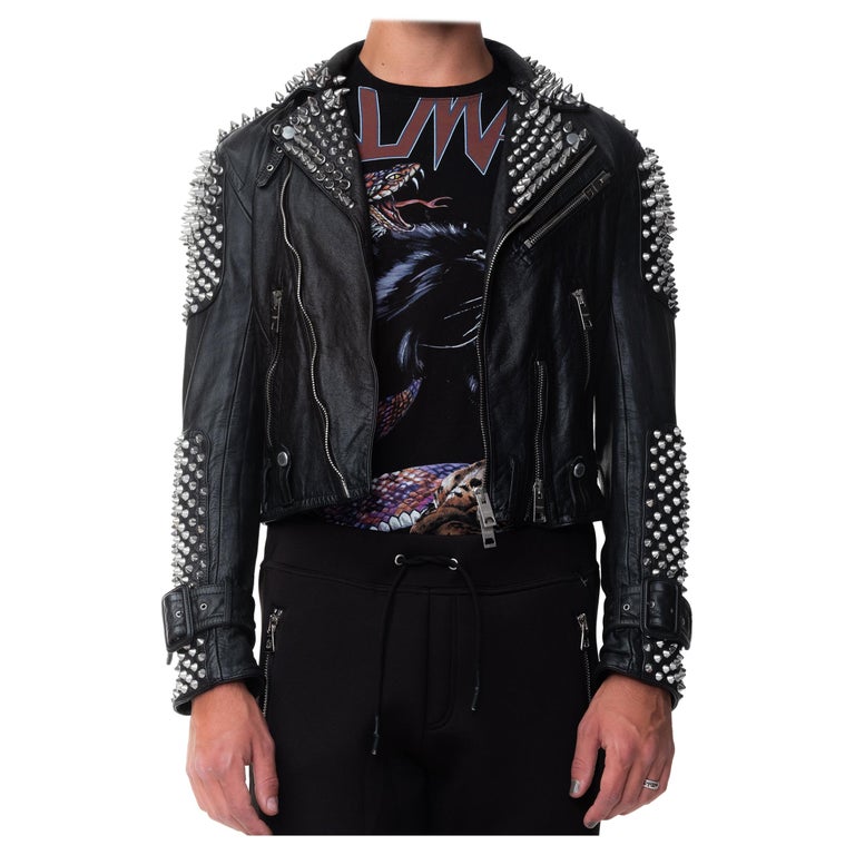 Burberry Prorsum Spike Studded Leather Biker Jacket at 1stDibs ...