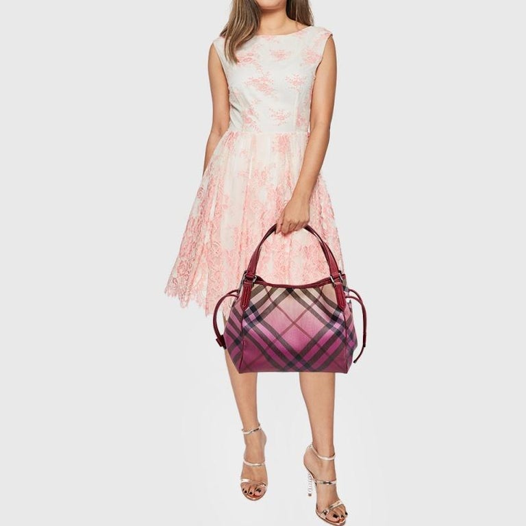 Burberry Raspberry Gradient Supernova Check Canvas And Leather Bilmore ...