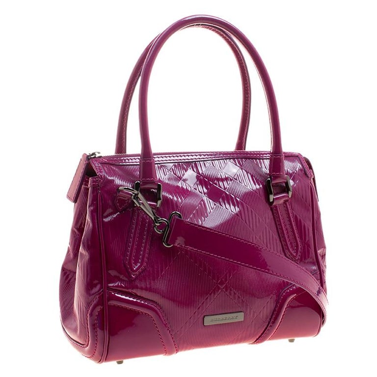 Burberry Raspberry Sorbet Patent Leather Top Handle Bag at 1stDibs