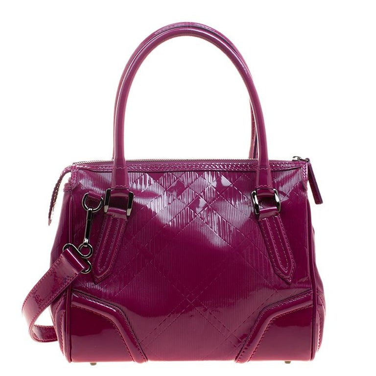 Burberry Raspberry Sorbet Patent Leather Top Handle Bag at 1stDibs