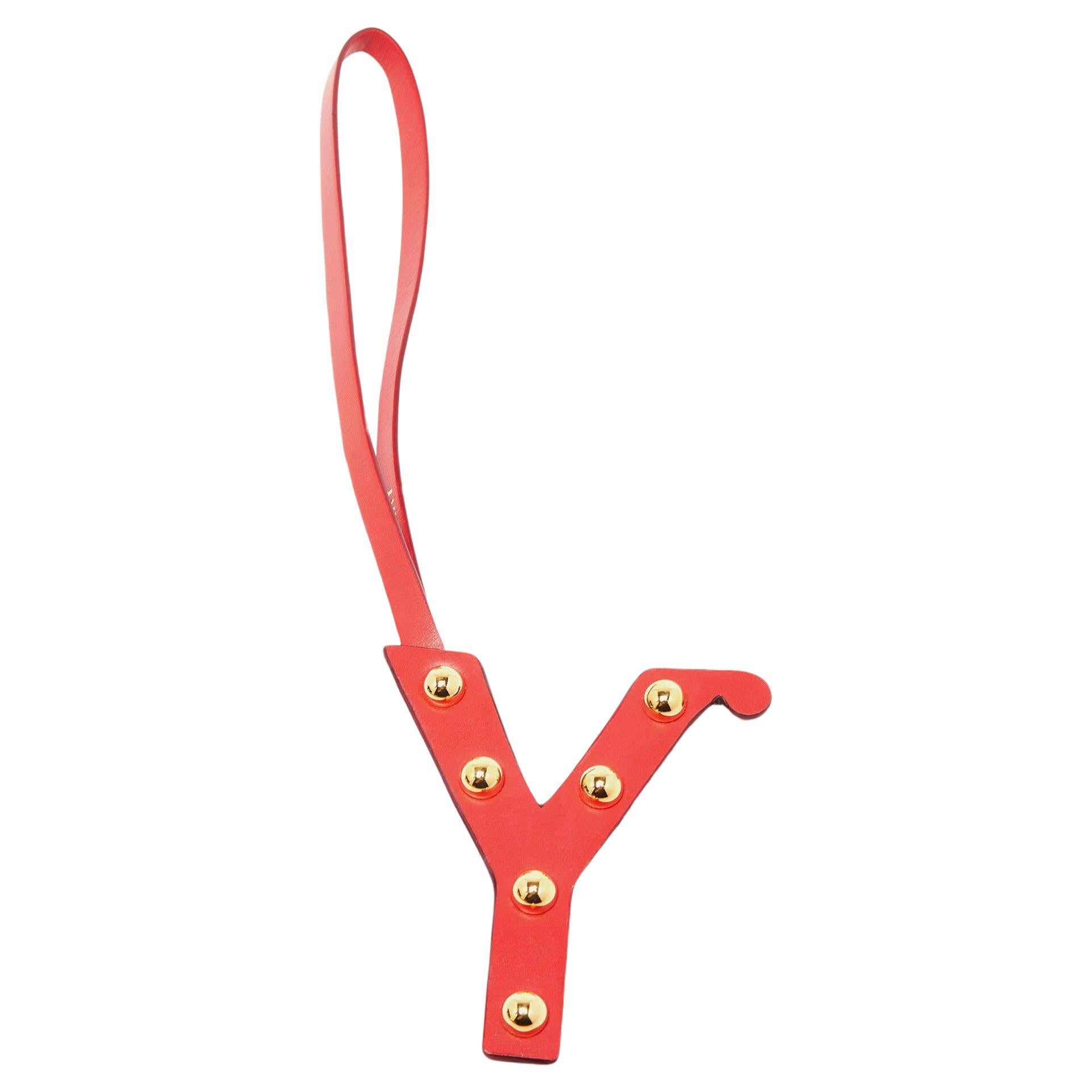 Burberry Red Leather Alphabet Y Bag Charm For Sale at 1stDibs