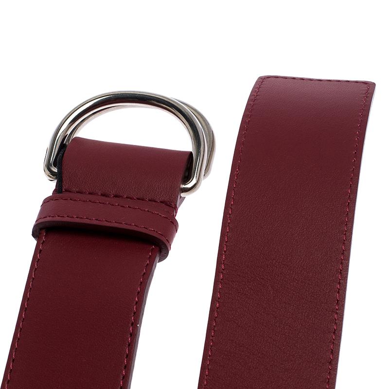 Burberry Red Leather Double D-Ring Belt 120CM at 1stDibs