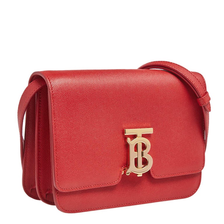 Burberry Red Leather TB Crossbody Bag For Sale at 1stDibs