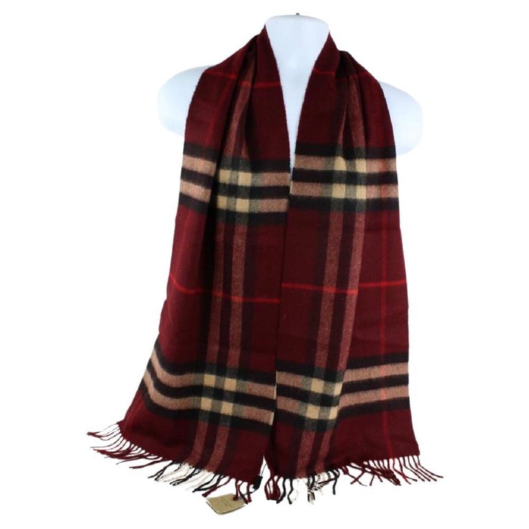 Burberry Red Nova Check Cashmere Classic Scarf 15bur1224 at 1stDibs