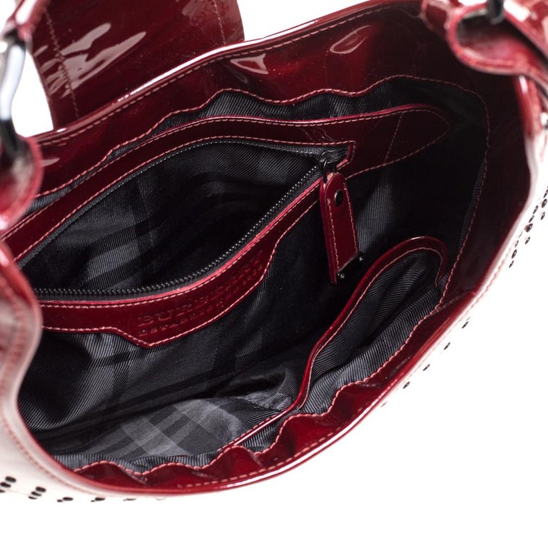 Burberry Red Patent Leather Studded Brooke Hobo at 1stDibs