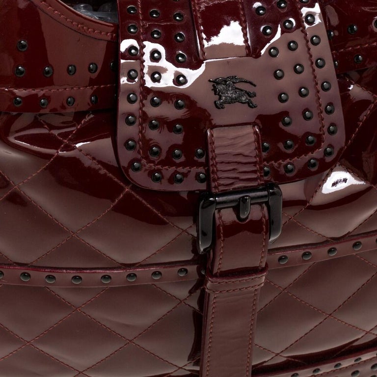 Burberry Red Patent Leather Studded Brooke Hobo at 1stDibs