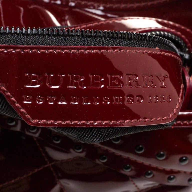 Burberry Red Patent Leather Studded Brooke Hobo at 1stDibs