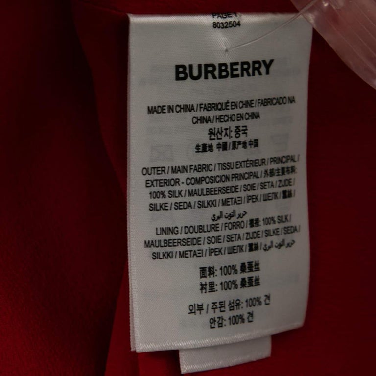 Burberry Red Silk Button Down Maxi Dress M For Sale at 1stDibs