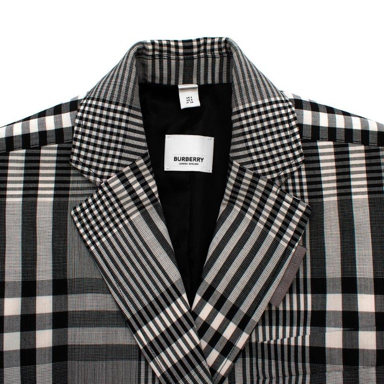 Burberry Runway Black and White Check Corset Detail Wool Blazer Jacket ...