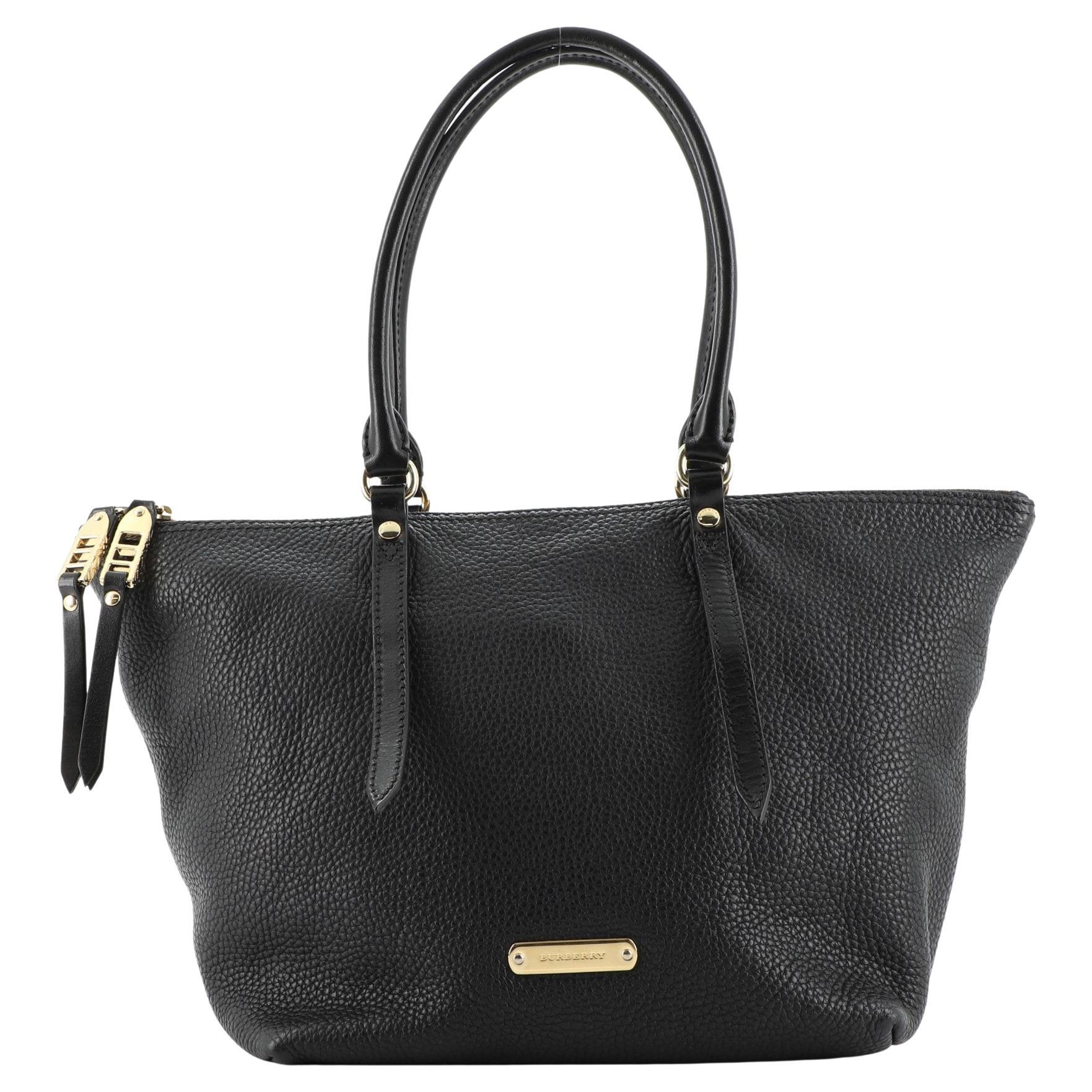 Burberry Brown Pleated Leather Lowry Tote at 1stDibs