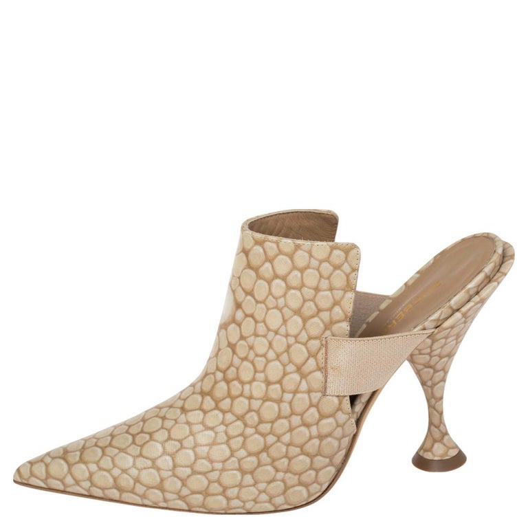 Burberry Sand Beige Galuchat Print Leather Mules Size 39 at 1stDibs