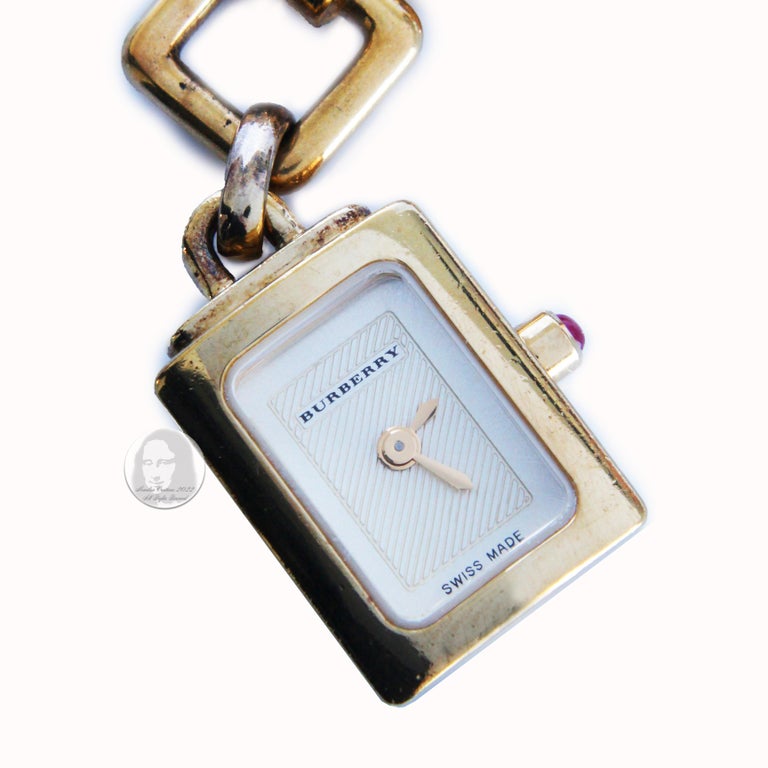 Burberry Signature Charm Bracelet Watch Gold Plated Sterling Silver ...