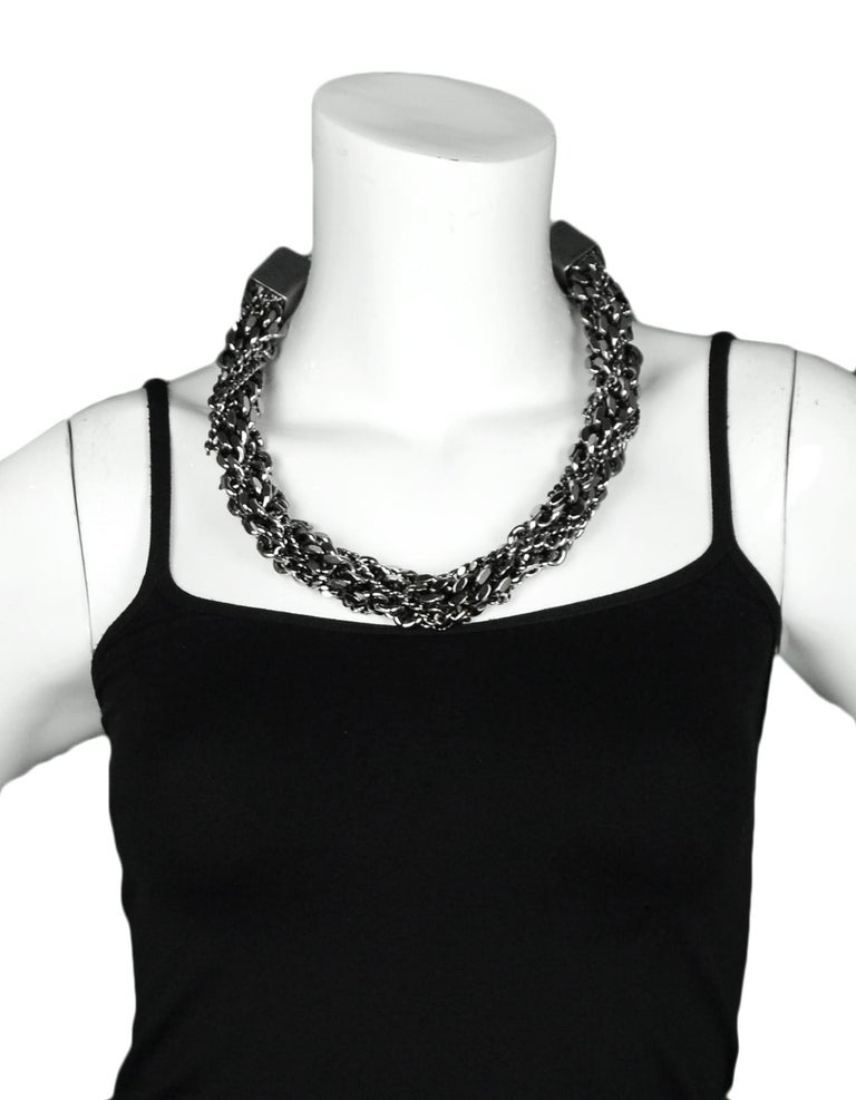 Burberry Silver Gunmetal Multi-strand Wrapped Chain Necklace For Sale ...