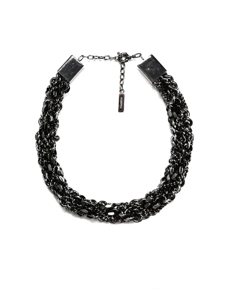Burberry Silver Gunmetal Multi-strand Wrapped Chain Necklace For Sale ...