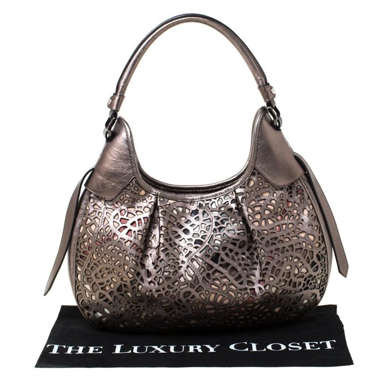 Burberry Silver Nickel Lasercut Leather and Supernova Check Brooklyn ...