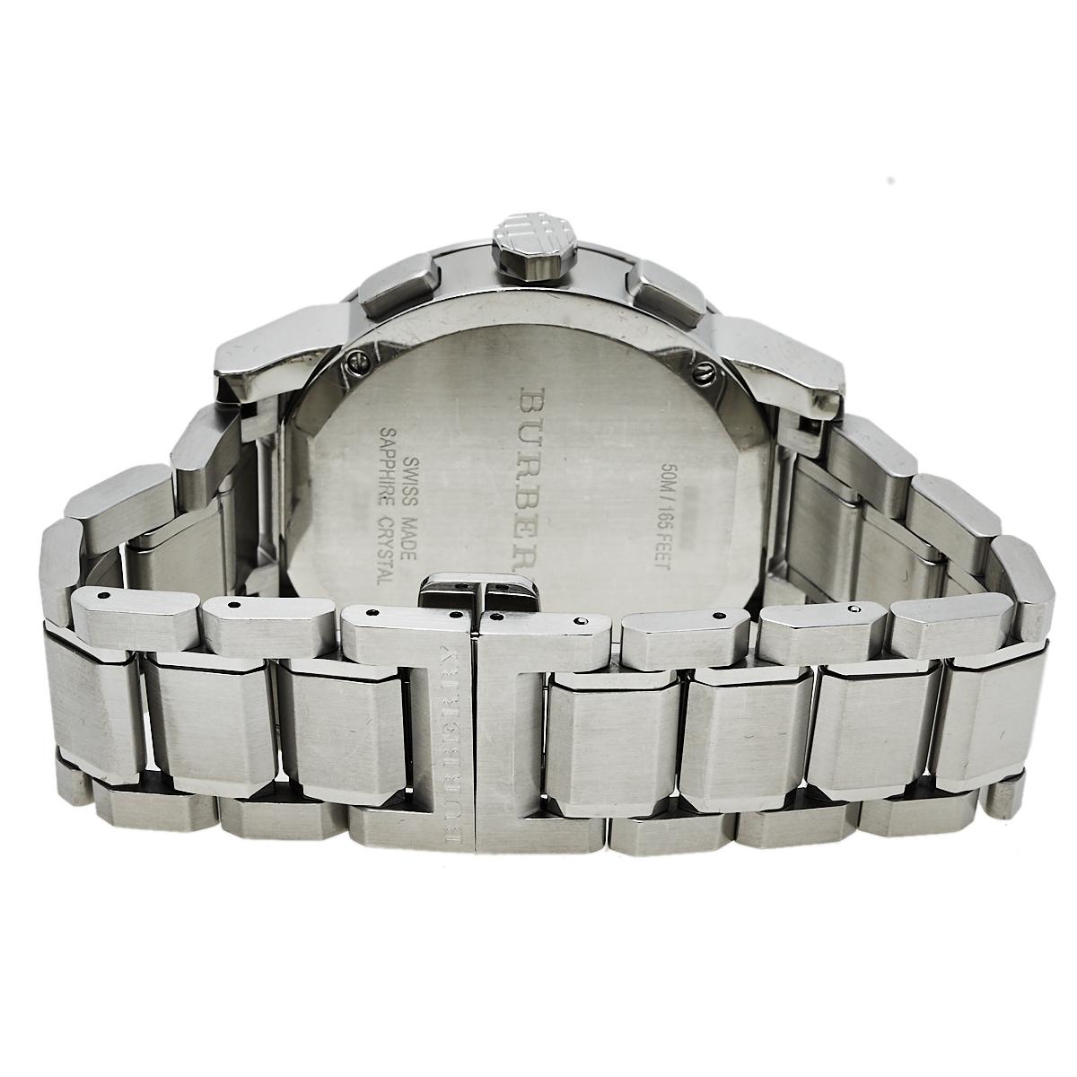 Burberry Silver Stainless Steel Classic Chrono BU9350 Men's Wristwatch ...