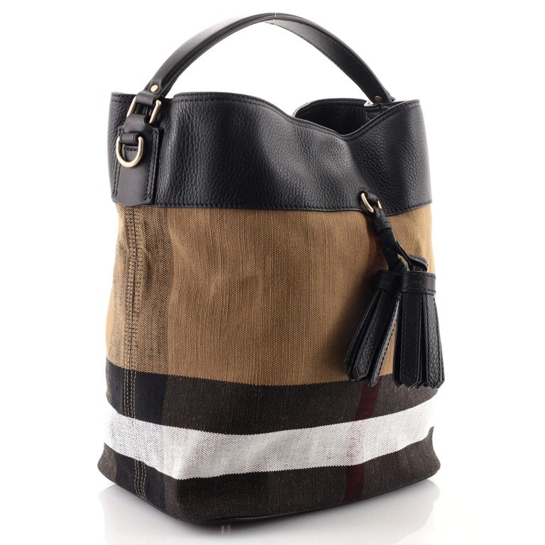 Burberry Susanna Tassel Hobo House Check Canvas Medium For Sale at 1stDibs