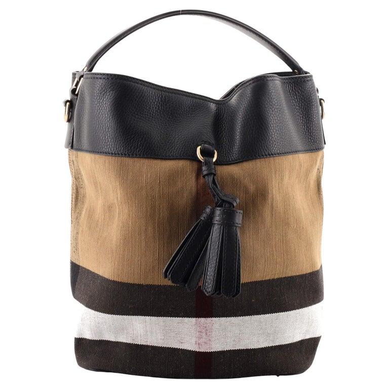 Burberry Susanna Tassel Hobo House Check Canvas Medium For Sale at 1stDibs