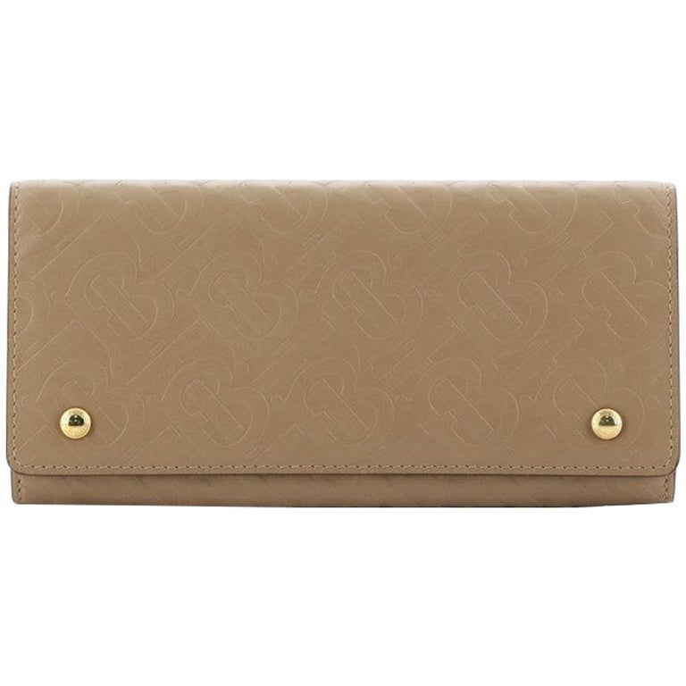 Burberry TB Continental Wallet Monogram Embossed Leather at 1stDibs