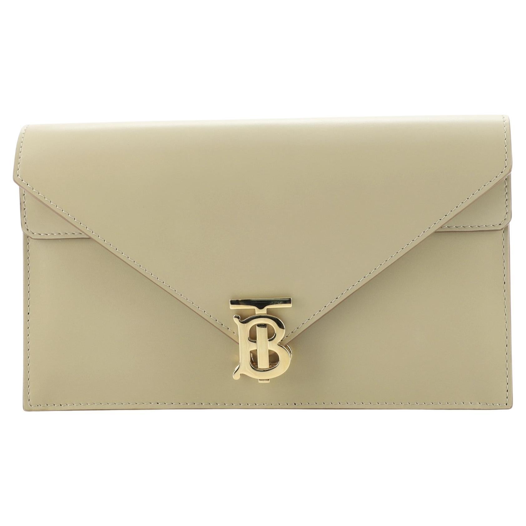 Burberry TB Envelope Clutch Leather Small at 1stDibs