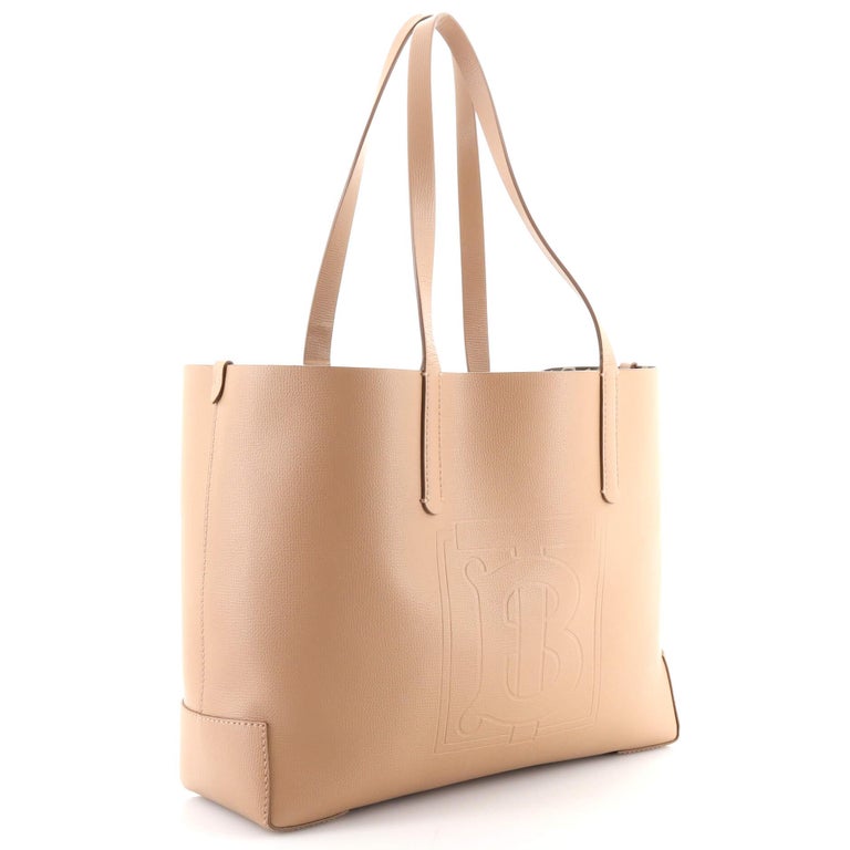 Burberry TB Logo Tote Leather Medium For Sale at 1stDibs