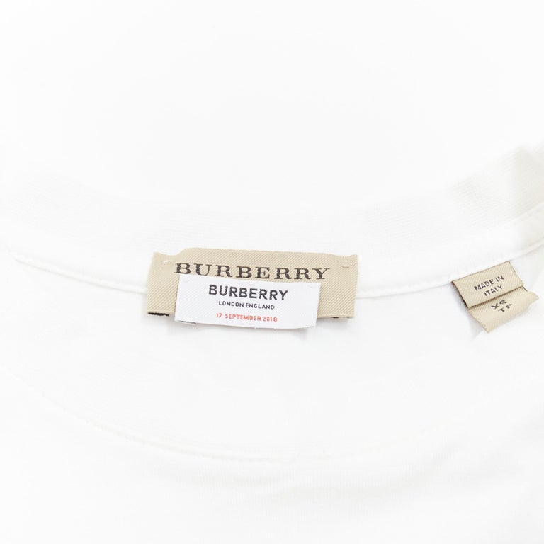 BURBERRY TB Thomas logo white cotton oversized tshirt XS at 1stDibs