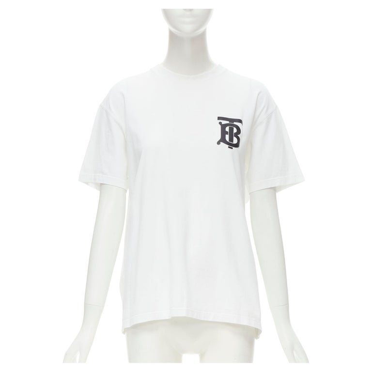 BURBERRY TB Thomas logo white cotton oversized tshirt XS at 1stDibs