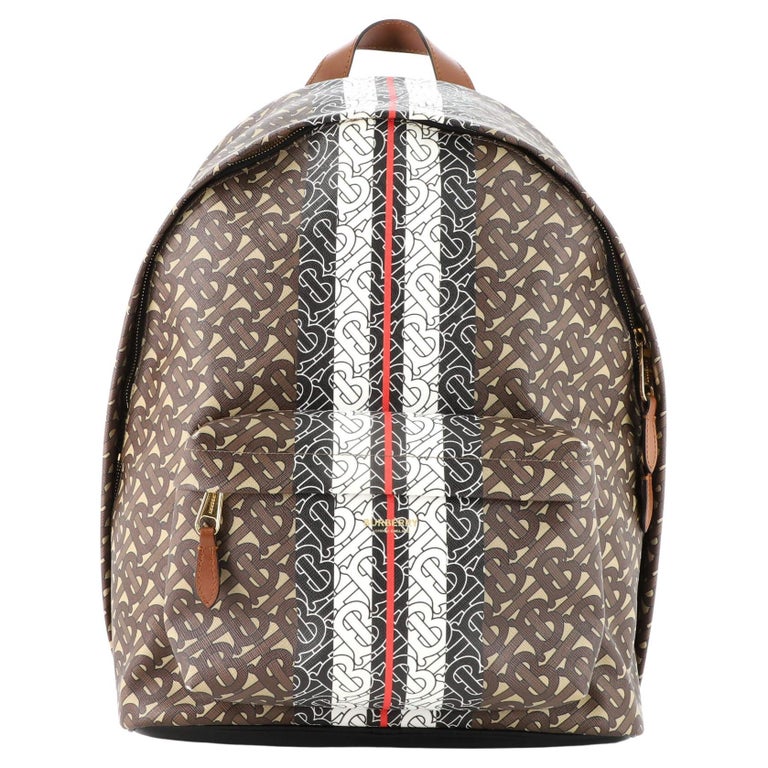 Burberry TB Zip Pocket Backpack Monogram E-Canvas Large For Sale at 1stDibs