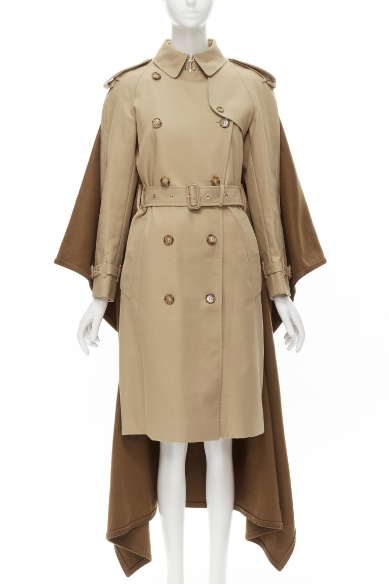 BURBERRY Tisci cashmere logo blanket beige gabardine cotton trench coat ...