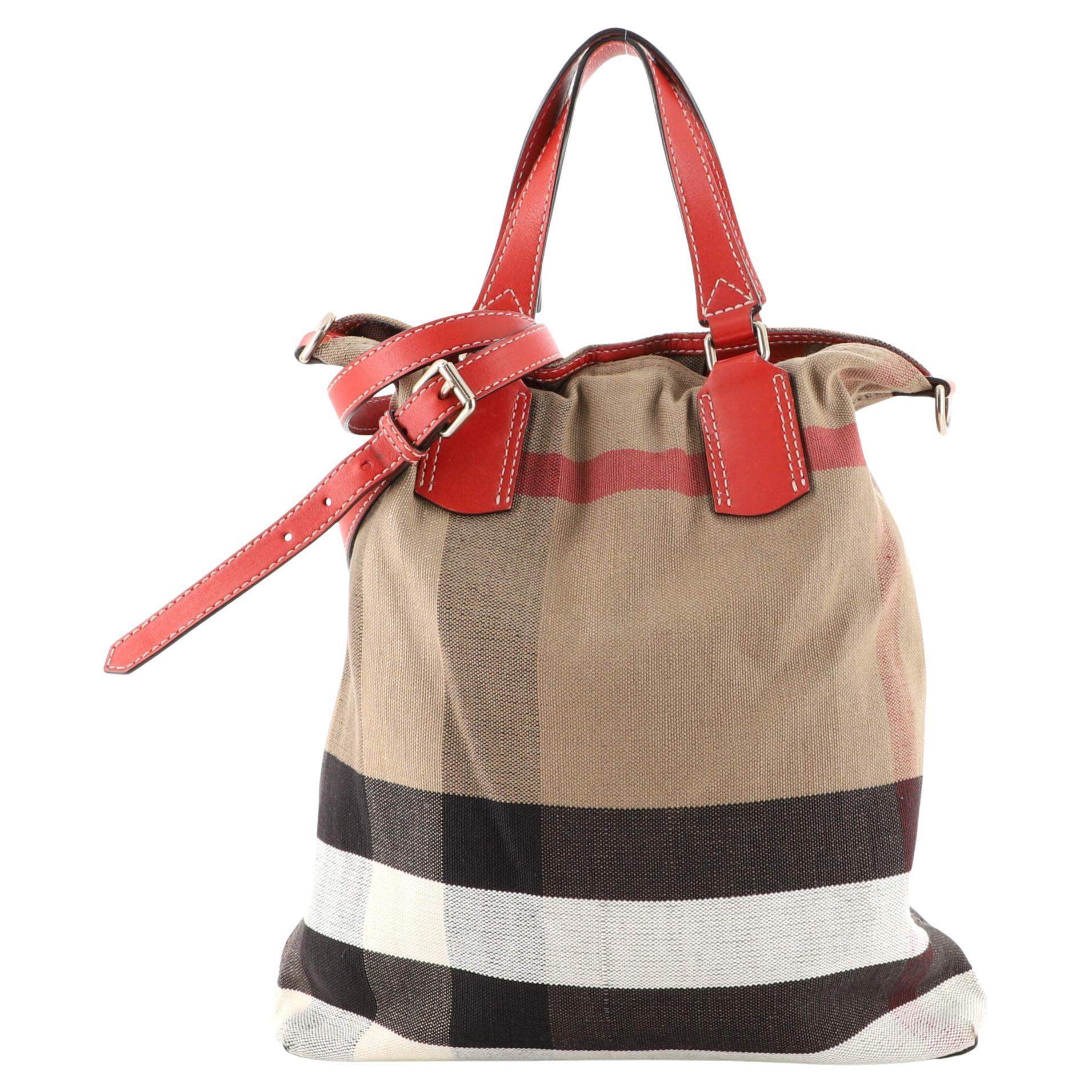 Burberry Little Crush Crossbody Bag Leather and House Check Canvas at ...