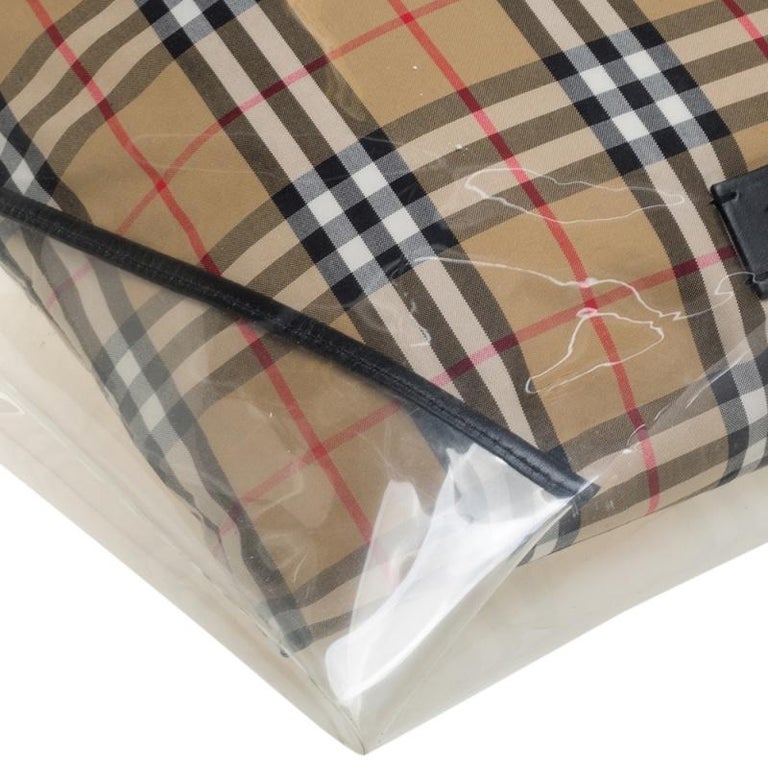 Burberry Transparent/Beige Plastic And Leather Shopper Bag at 1stDibs