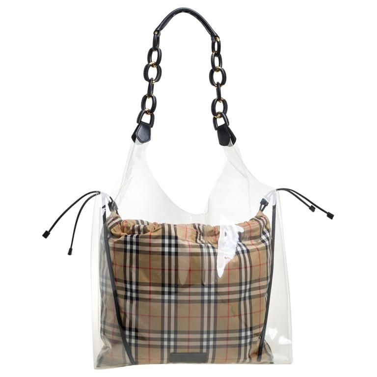 Burberry Transparent/Beige Plastic And Leather Shopper Bag at 1stDibs ...