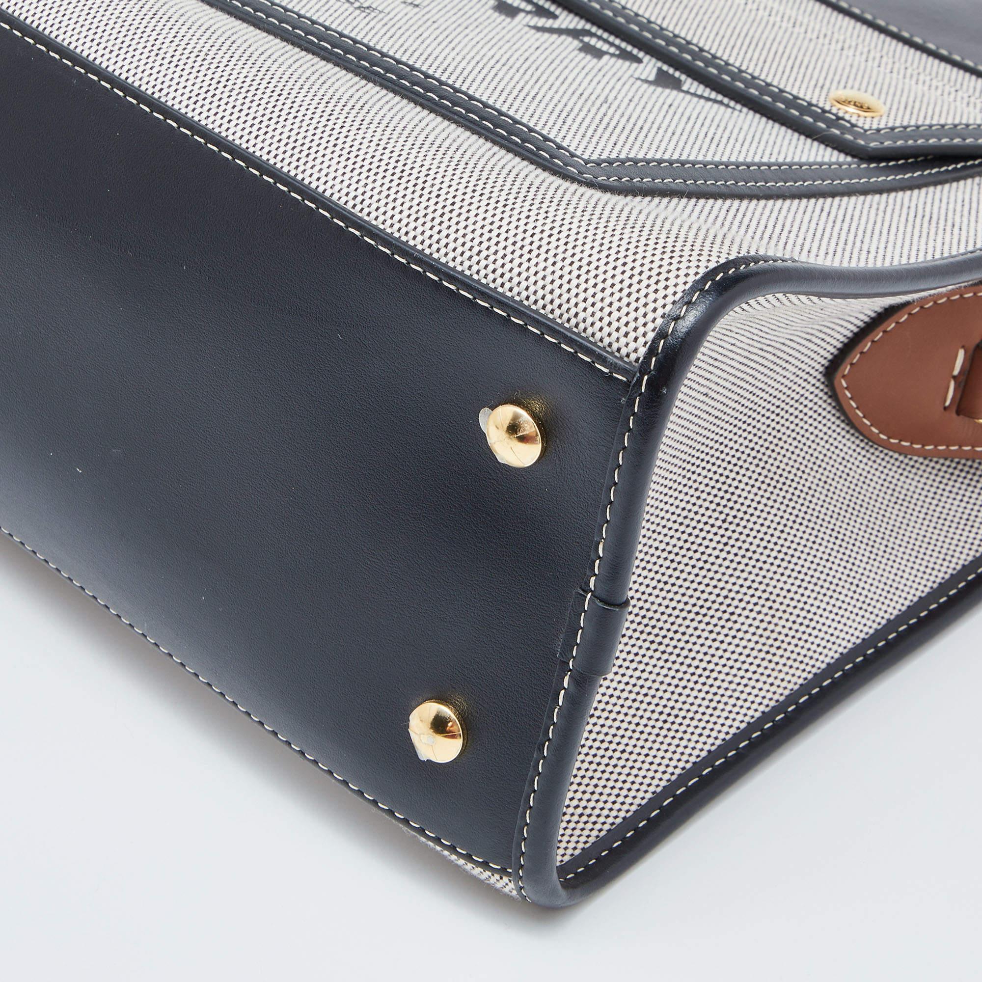 Burberry Tri Color Leather and Canvas Medium Pocket Bag For Sale at 1stDibs