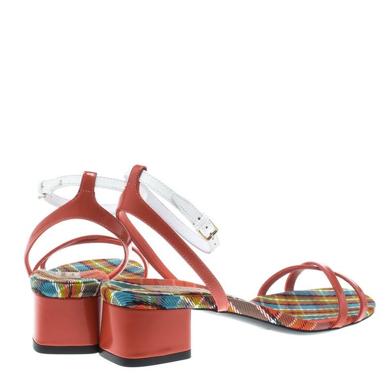Burberry Two Tone Color Block Leather Anthea Cross Strap Open Toe ...