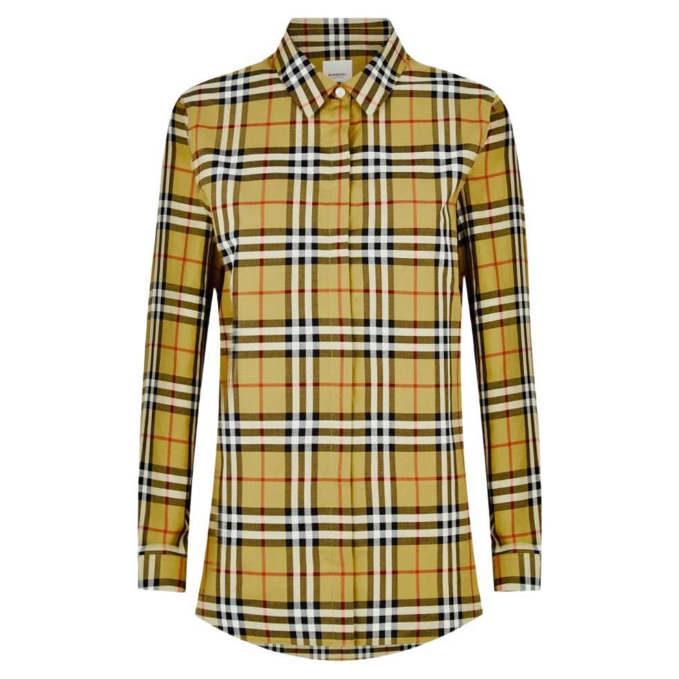 Burberry Unisex Cotton Check Print Shirt For Sale at 1stDibs