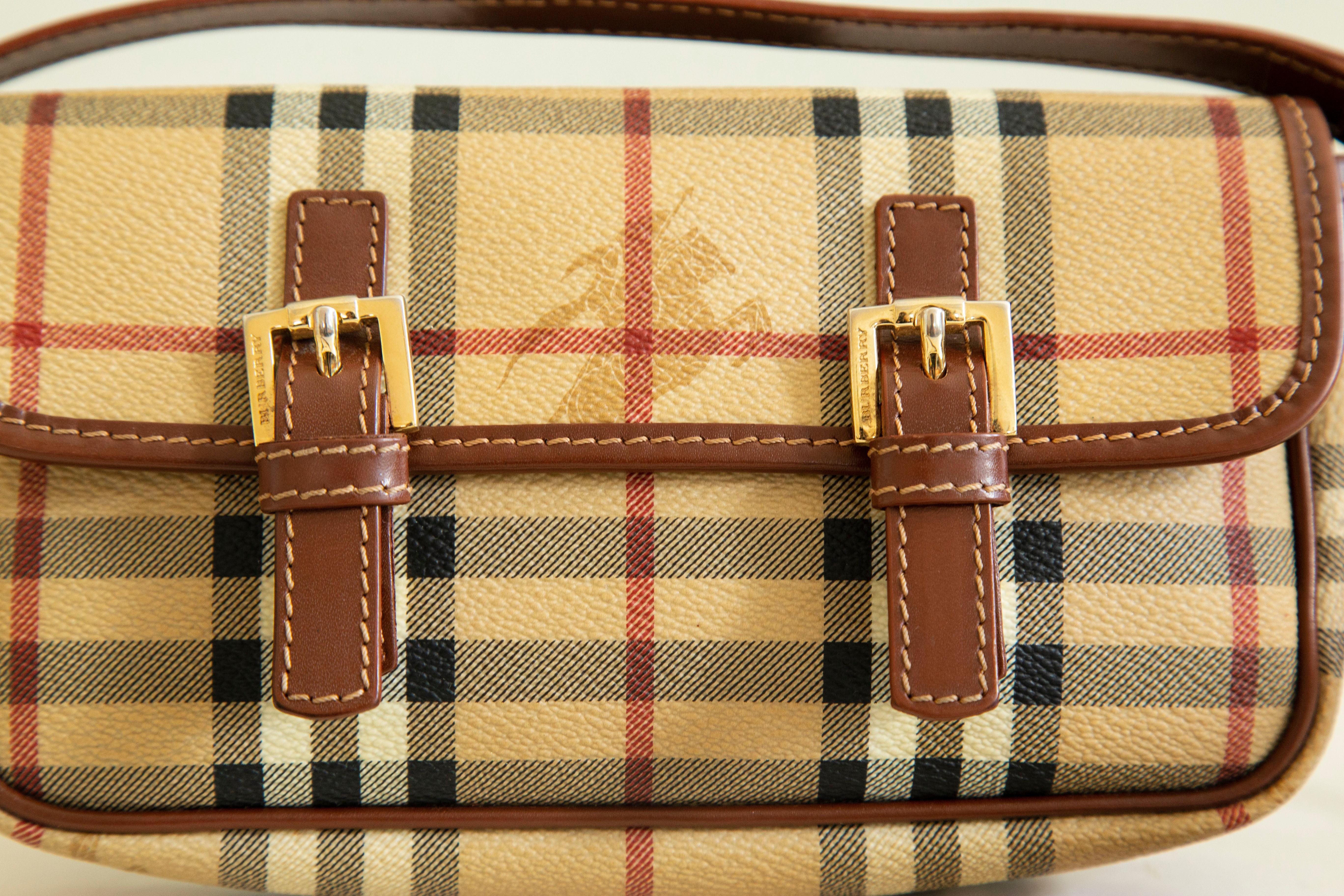 Burberry Vintage Cross Body Bag in Classic Check Vinyl Coated Canvas ...