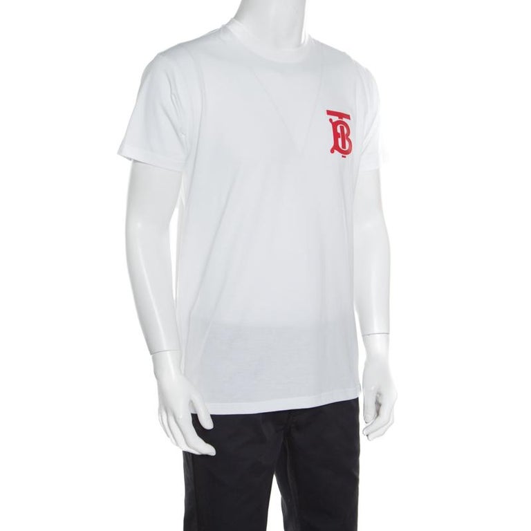 Burberry White B series Monogram Logo Detail Limited Edition Crew Neck ...