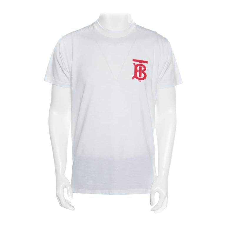 Burberry White B series Monogram Logo Detail Limited Edition Crew Neck ...