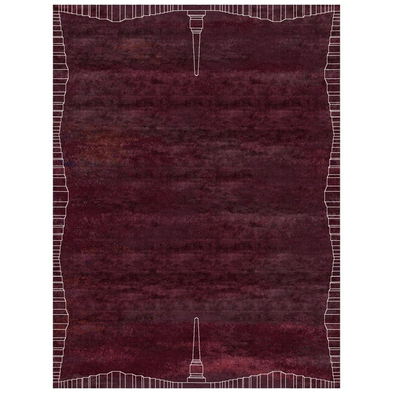 Burgundy dark red Handmade Rug Italian Wool Silk - Roma Amaranto ...
