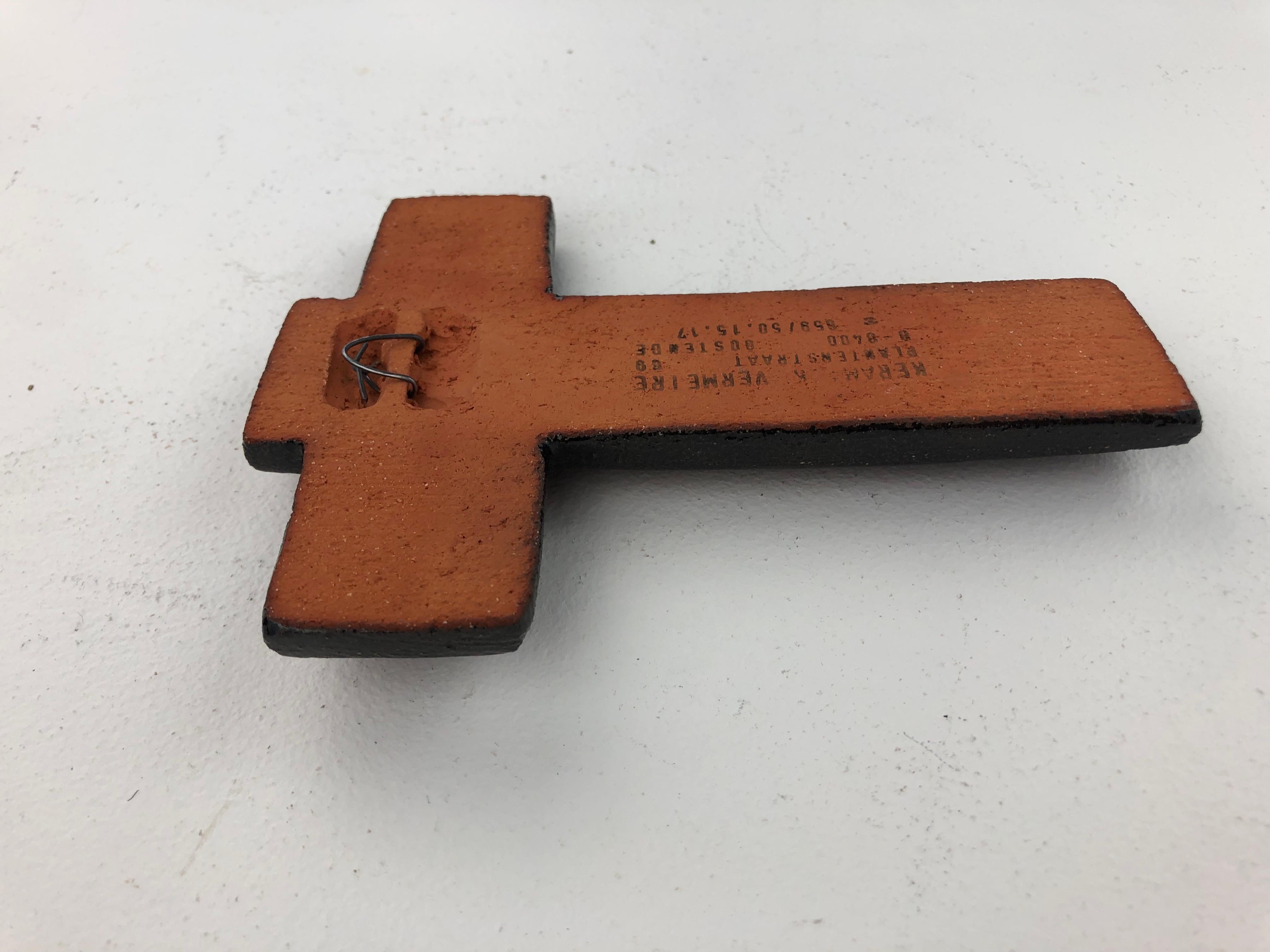 Burgundy Glossy Ceramic Cross Religious Wall Art For Sale at 1stDibs