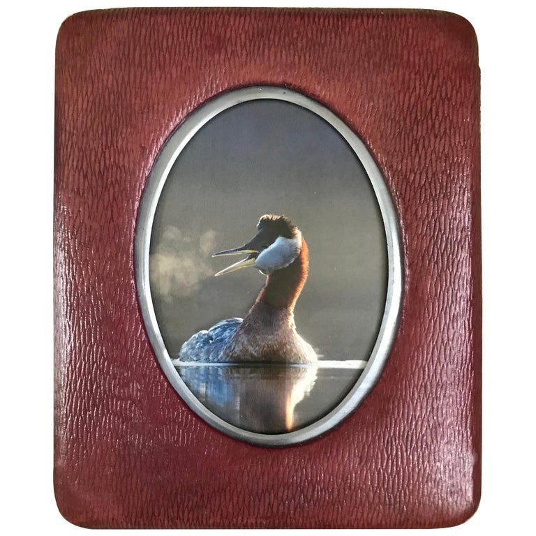 Burgundy Leather and Steel Oval Frame at 1stDibs | burgundy glasses ...