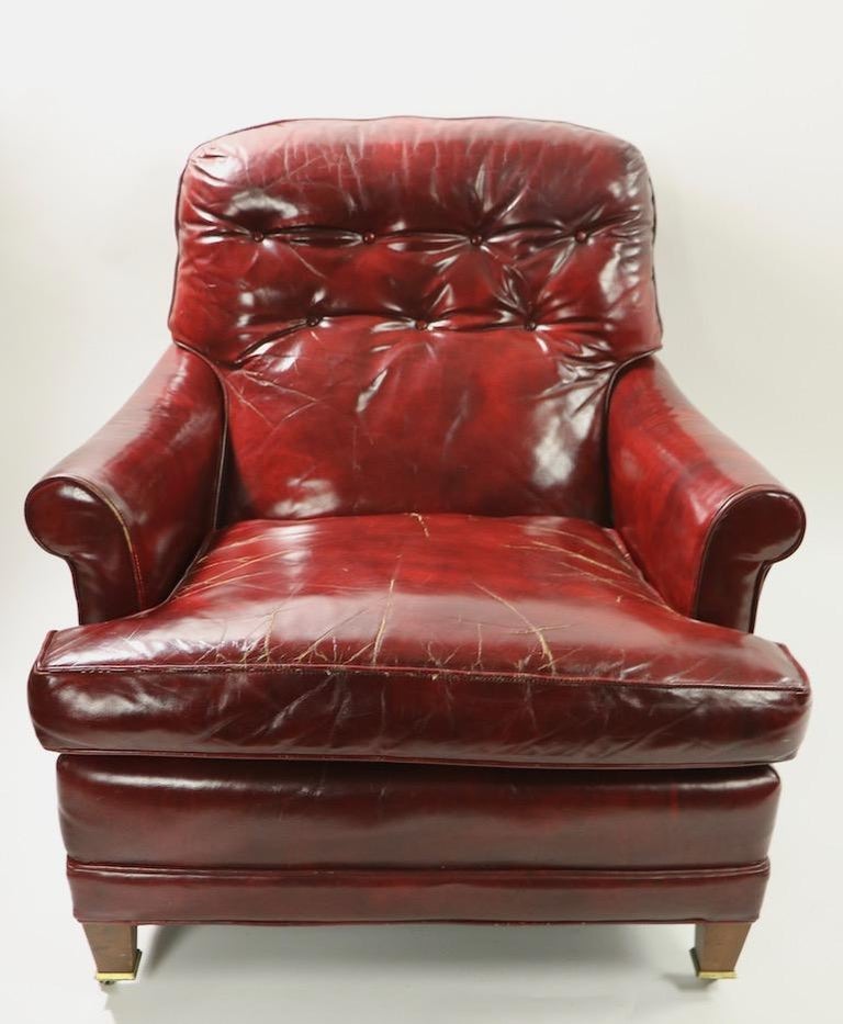 Burgundy Leather Lounge, Club Chair at 1stDibs