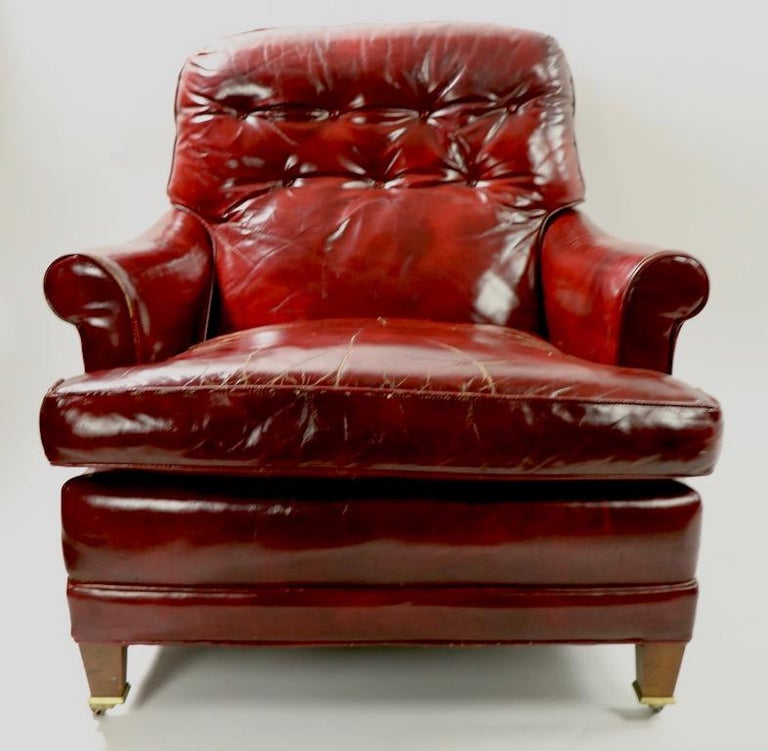 Burgundy Leather Lounge, Club Chair at 1stDibs