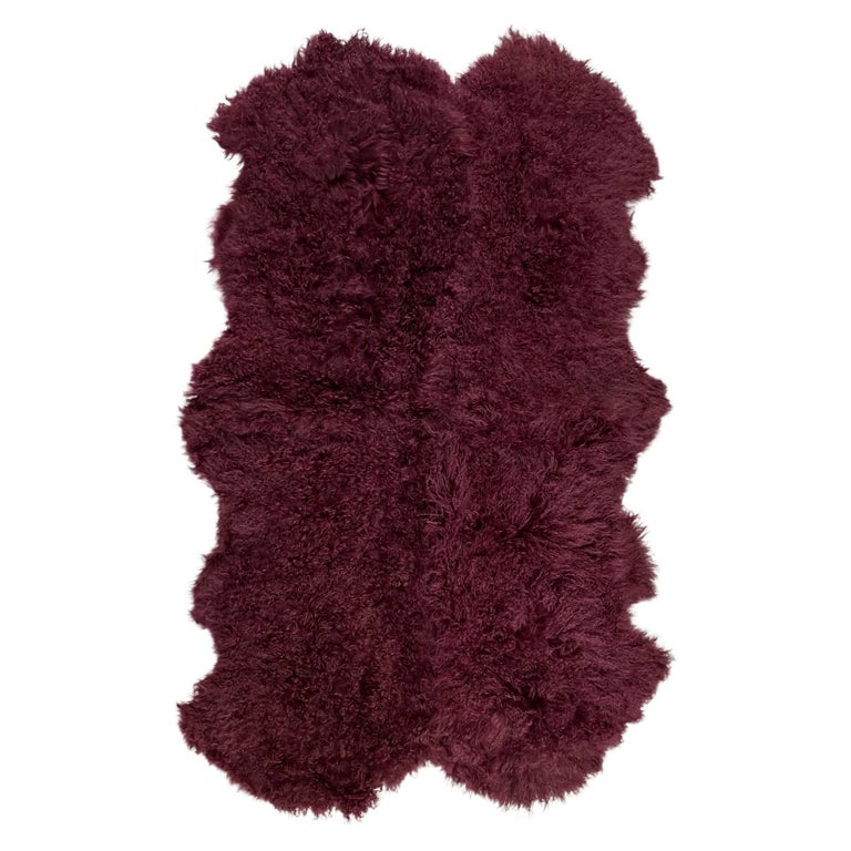 Burgundy Red Fur Rug or Throw For Sale at 1stDibs