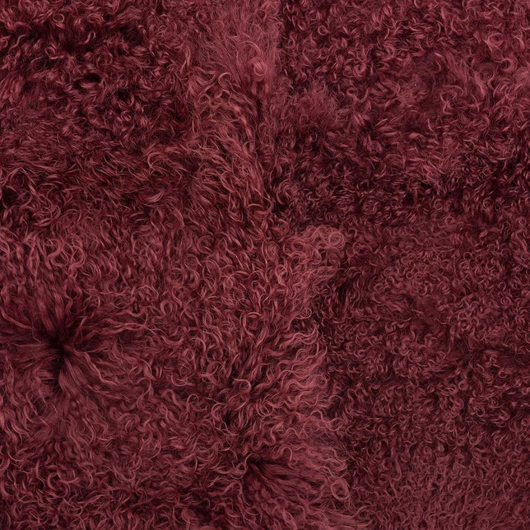 Burgundy Red Fur Throw Blanket, Mongolian Fur at 1stDibs
