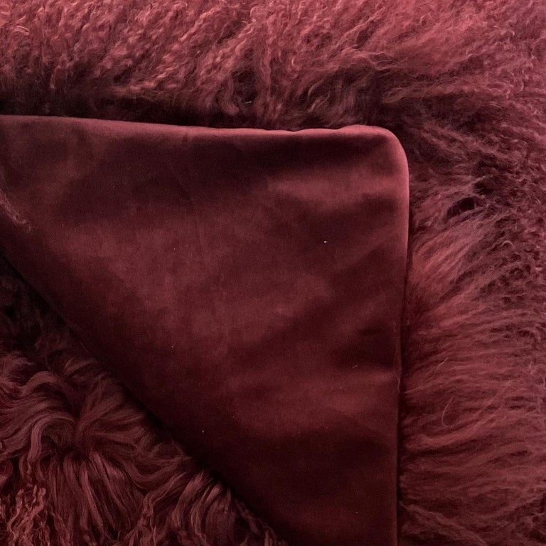 Burgundy Red Fur Throw Blanket, Mongolian Fur at 1stDibs