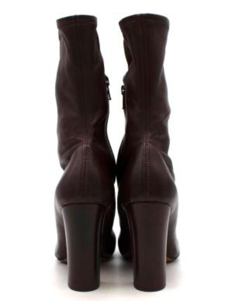 burgundy stretch-leather heeled boots For Sale at 1stDibs