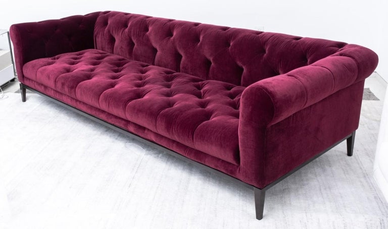 Burgundy Velvet Chesterfield Tufted Sofa For Sale at 1stDibs