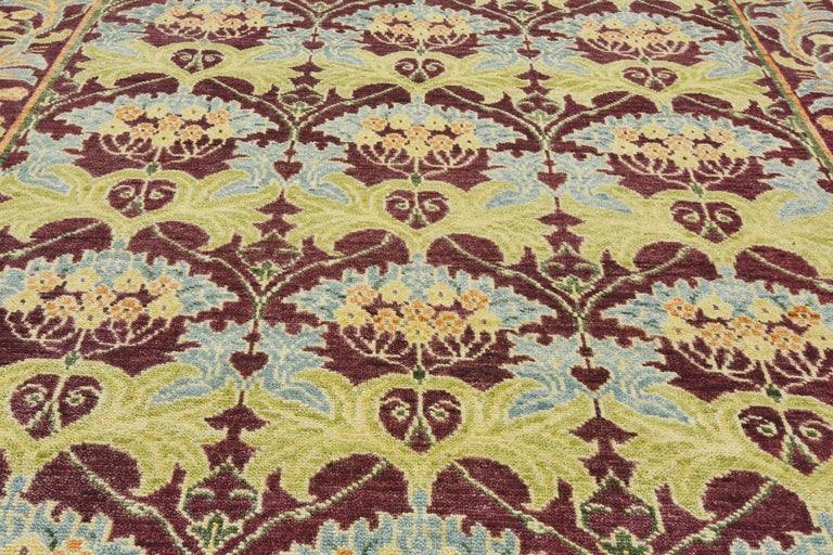 Burgundy William Morris Inspired Area Rug For Sale at 1stDibs