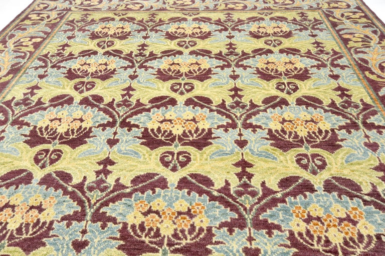Burgundy William Morris Inspired Area Rug For Sale at 1stDibs